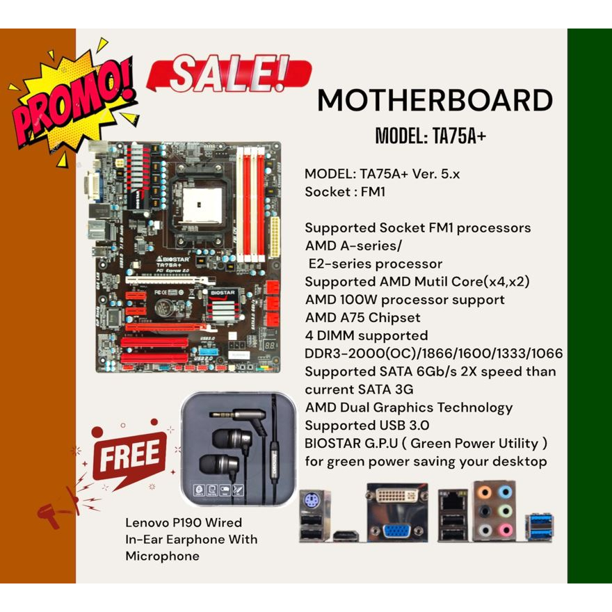 BIOSTAR MOTHERBOARD SOCKET FM1/AM3/775/AM3+ (PRE-OWNED) | Shopee ...