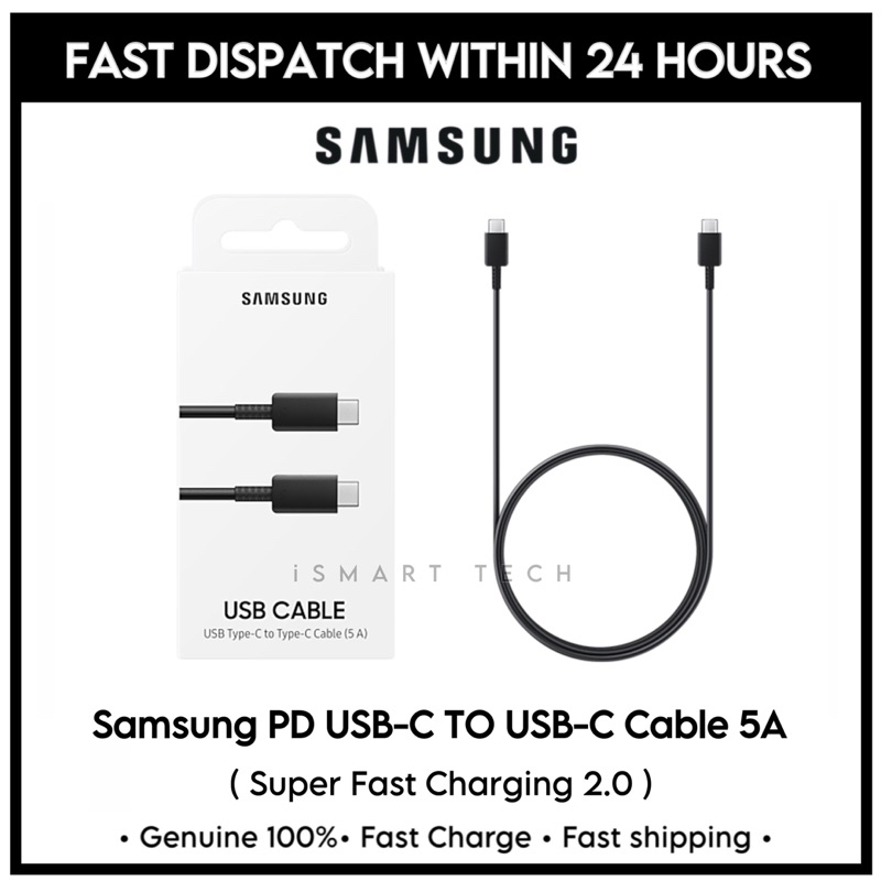 Original Samsung USB Cable 5A (USB-C to USB-C) Super Fast Charging 2.0 ...