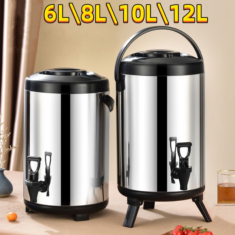 6 L 8L 10L 12L MilkTea Thermos Bucket Stainless Steel Double Insulator ...