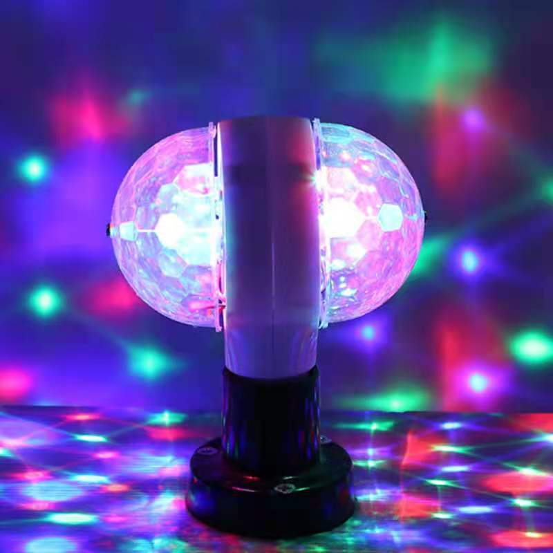 E27 Stage Light Bulb Double-Headed LED Disco Lamp Rotating Crystal Ball ...