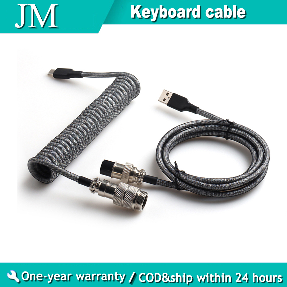 Monochromatic Mechanical Keyboard Custom Coiled Cable Wire GX16 Aviator ...