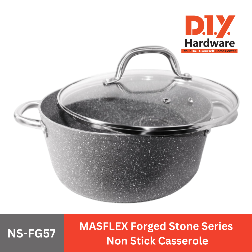 MASFLEX Forged Stone Series Non Stick Casserole w/ Glass Lid 24cm NS ...