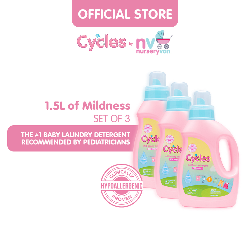 Cycles Baby Laundry Liquid Detergent (x3) - Hypoallergenic for Baby’s ...