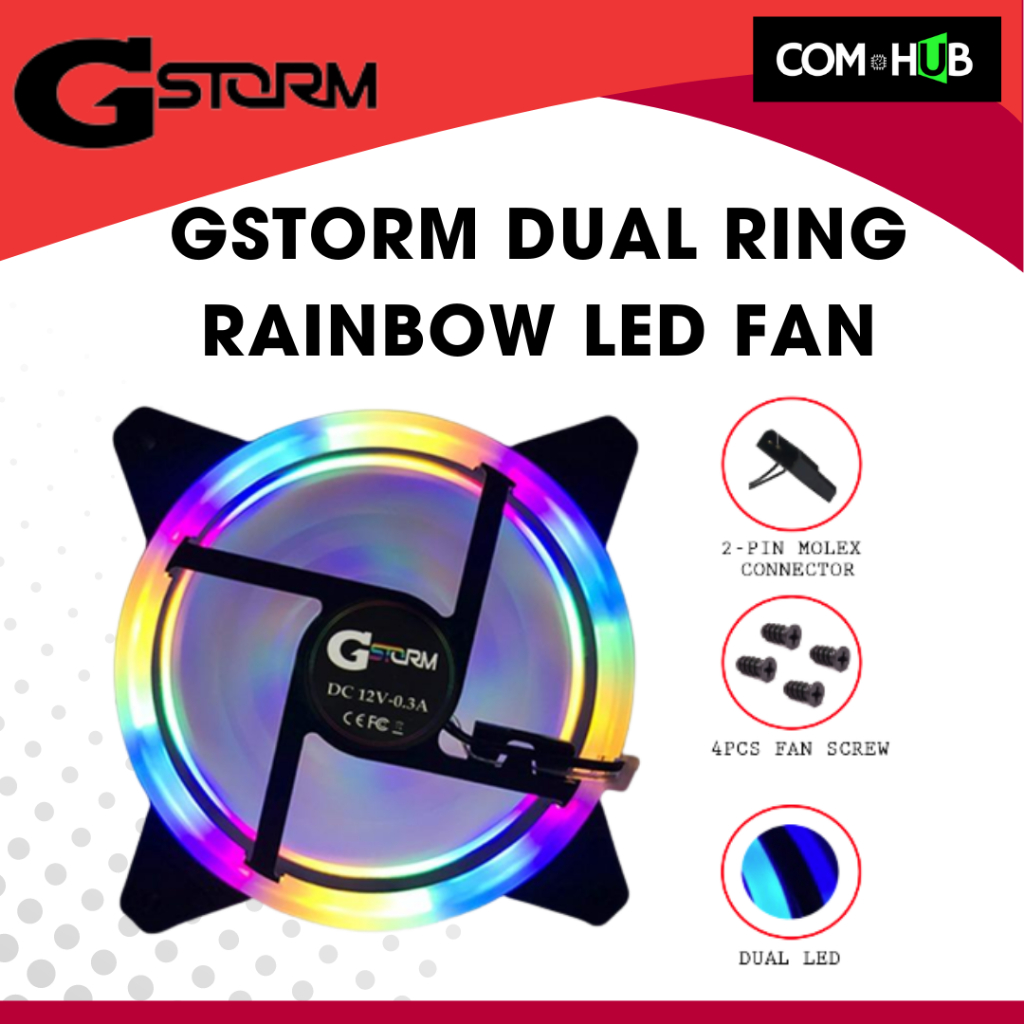 Com Hub PC | RGB Led Fan G-storm Rainbow Brand New 120mm | Shopee ...
