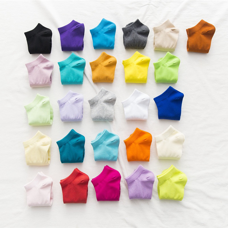 Iconic Korean Candy Pastel Plain Solid Color Pop Ankle Cut Crew School ...