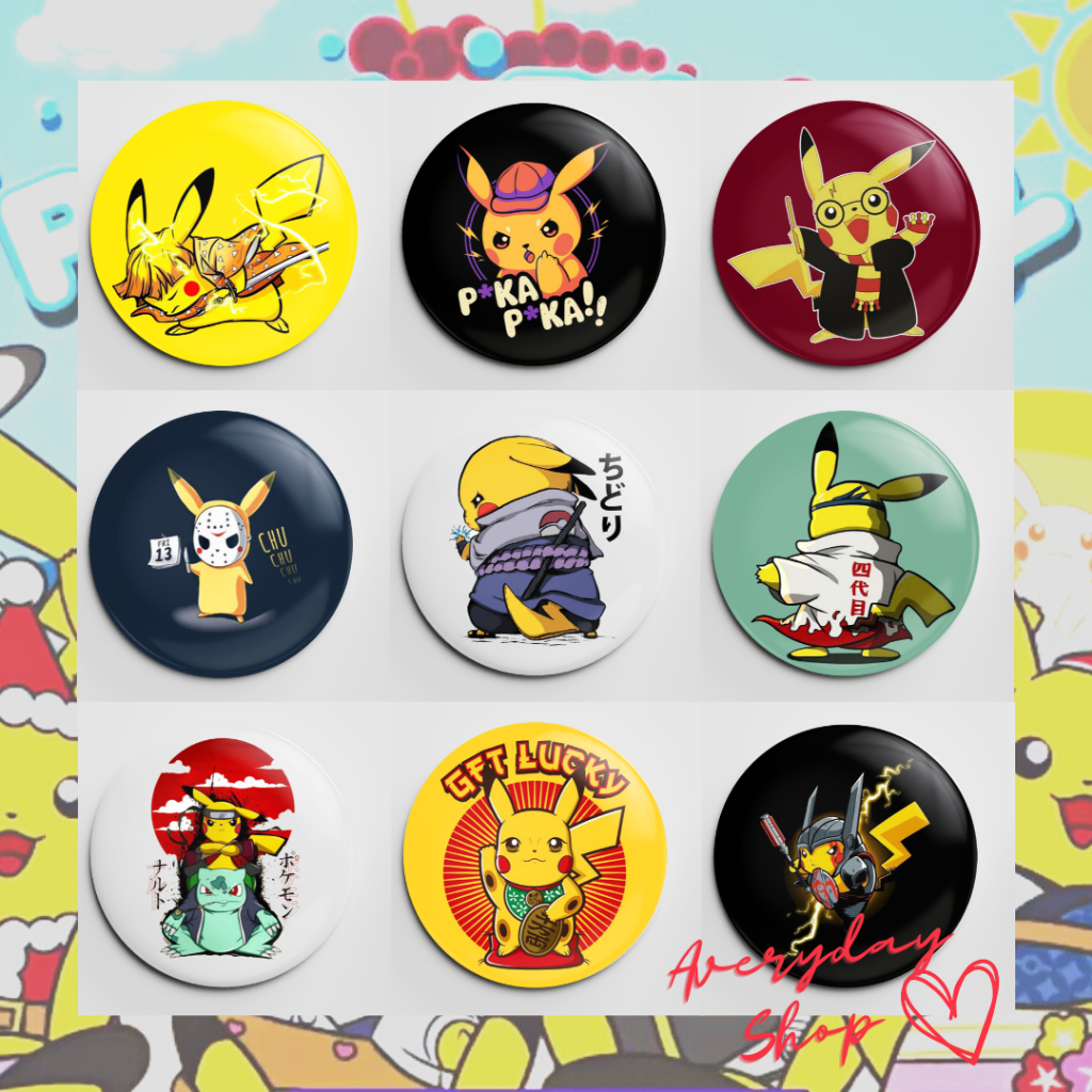 Pokemon Button (Pikachu) Pin 2.25 Inch Set 1 [Ordinary/Matte/Glitter ...