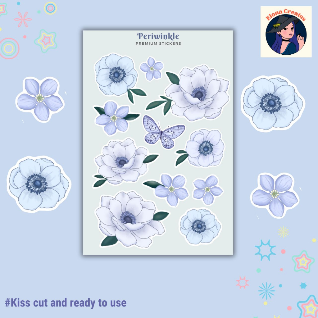 Periwinkle Flowers Sticker Sheet For Planners And Journals EC-1214 ...