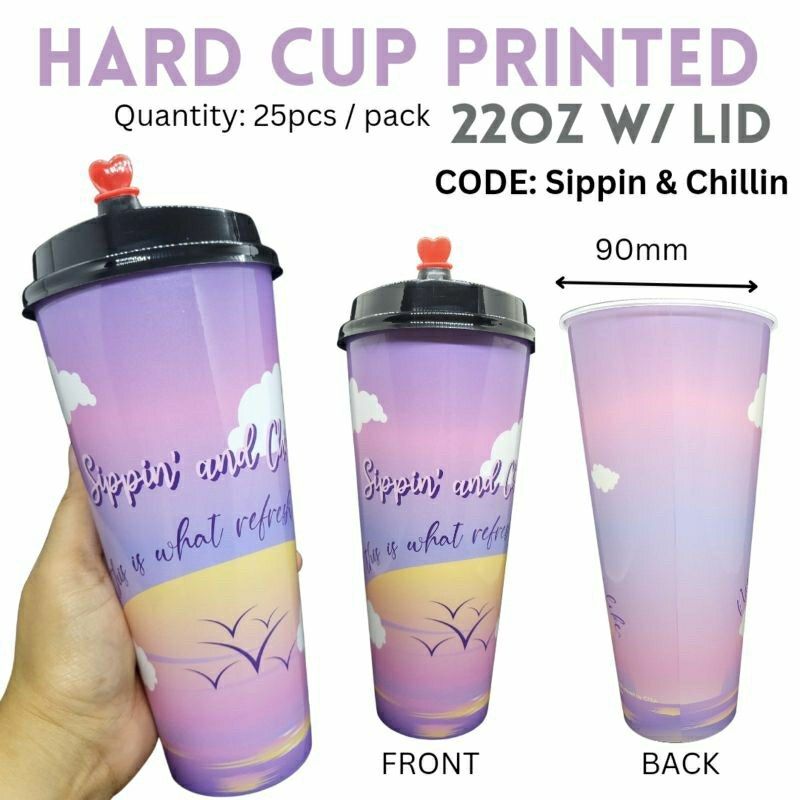 Design Hard Cup with Lid Set 25pcs per pack 90mm 22oz for Milktea Iced ...