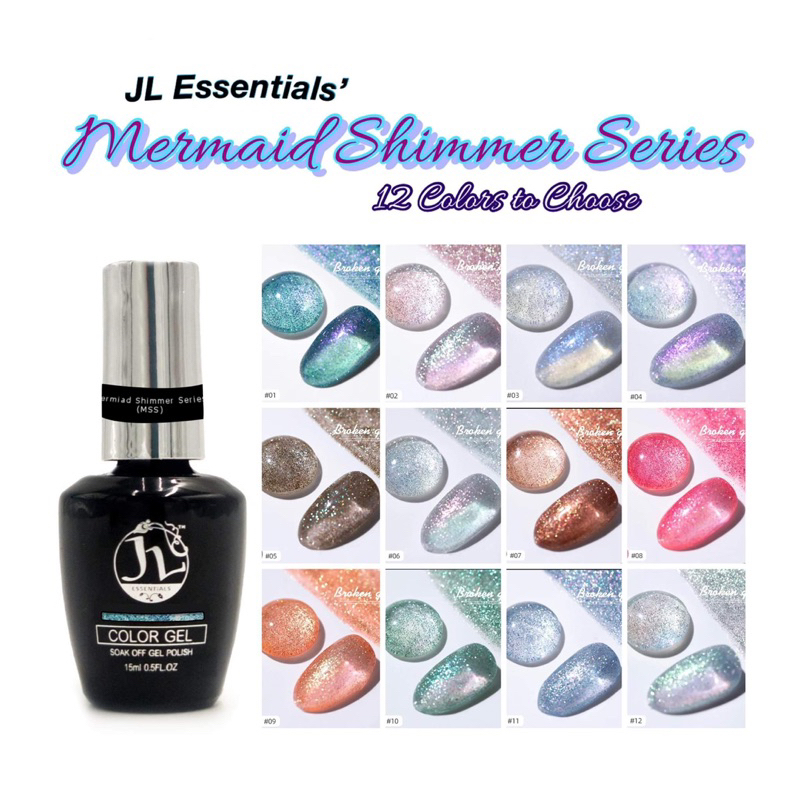 JL Essentials Mermaid Shimmer Series Color Gel Polish 15ml 12 colors to ...