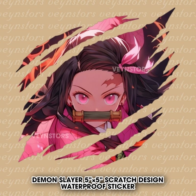 DEMON SLAYER LOGO / SCRATCH DESIGN TANJIRO NEZUKO WATERPROOF STICKER ...