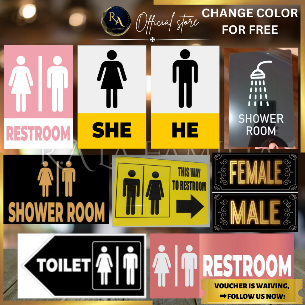 R.A RESTROOM / SHOWER ROOM / TOILET PVC SIGNAGE. WATERPROOF, HIGH ...