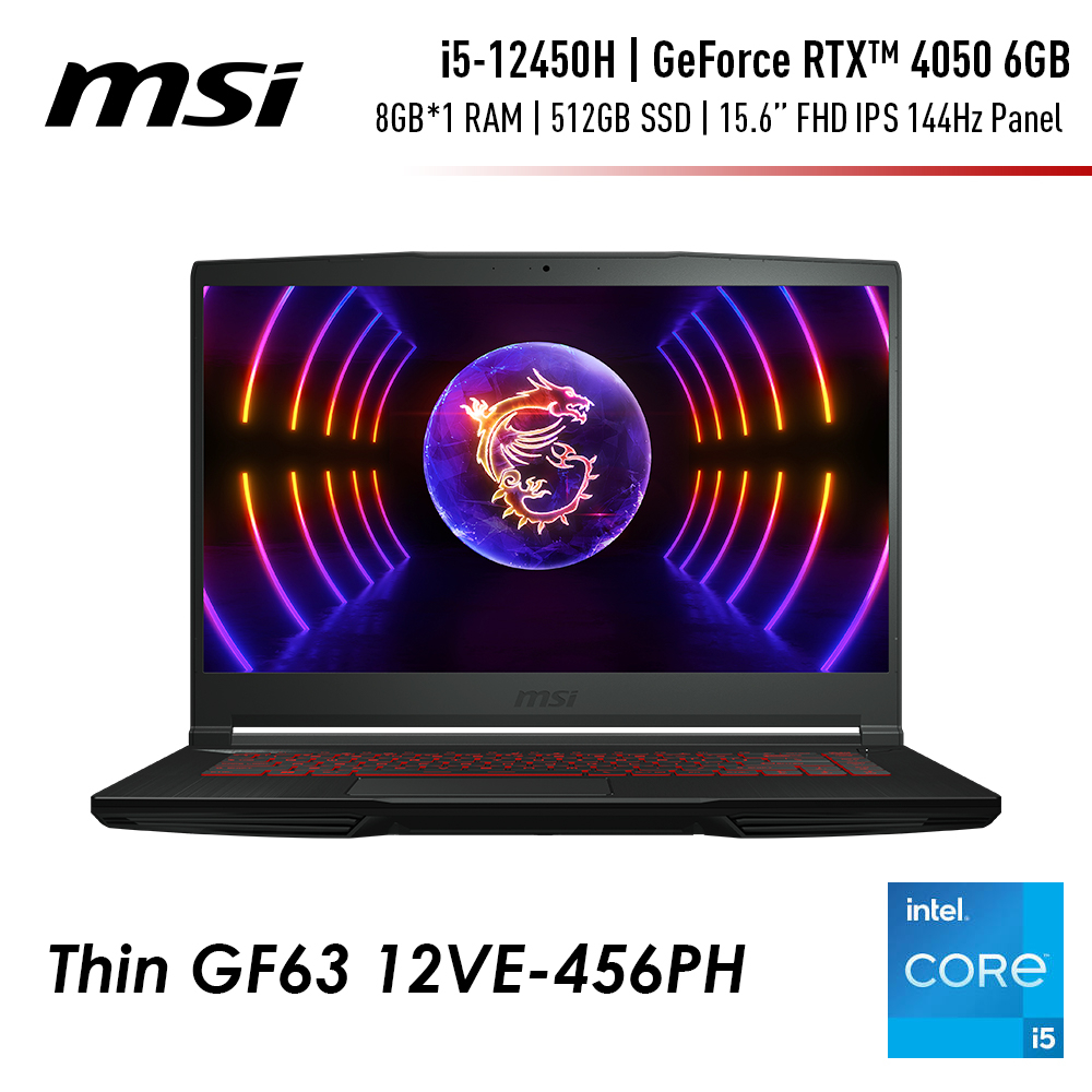 MSI GF63 Thin 12VE-456PH Gaming Laptop (i5-12450H / RTX 4050 / 15.6 FHD ...