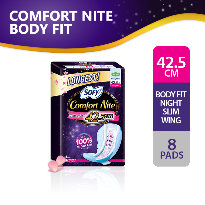 SOFY Comfort Nite Overnight Sanitary Napkin with Wings 42.5cm - 8 pcs ...