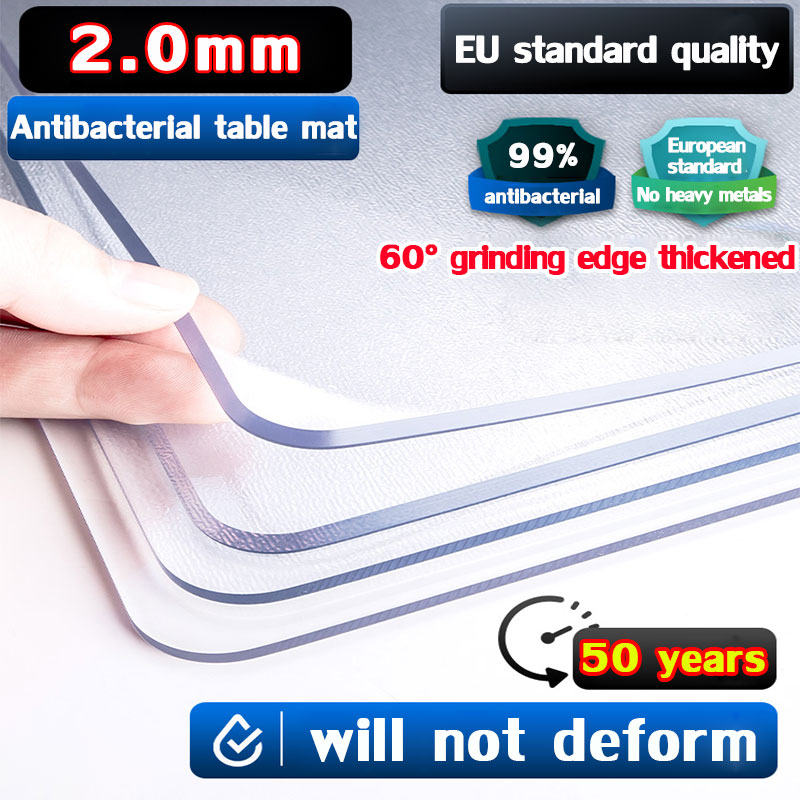 PVC Tablecloth Transparent 2.0mm Thick Clear Protective Table Cover ...