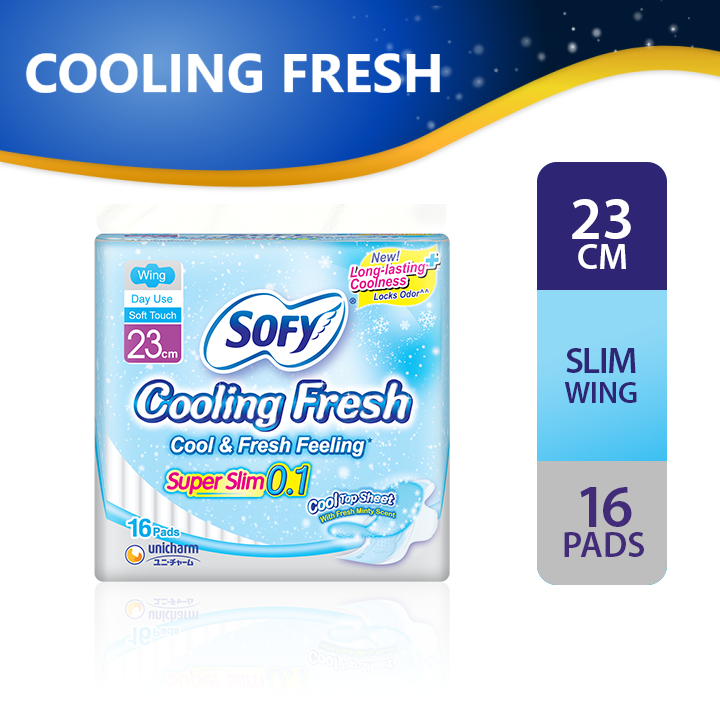 SOFY Cooling Fresh Sanitary Napkin with Wings 23cm - 16 pcs | Shopee ...