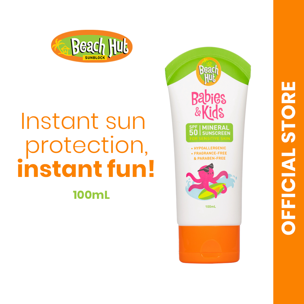 Beach Hut Sunblock Babies & Kids SPF50 Mineral Sunscreen Body Lotion ...