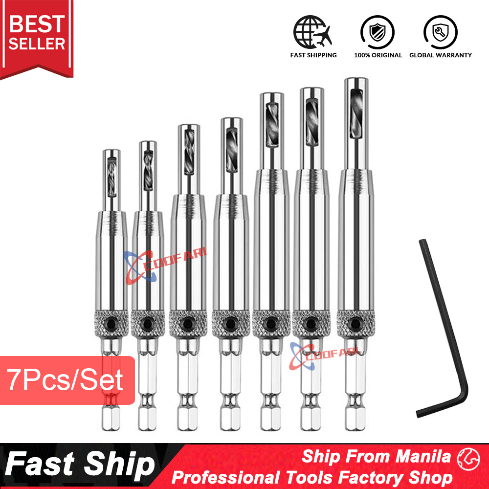 7Pcs Self Centering Hinge Drill Bit Set for Hinges Drawer Guides ...