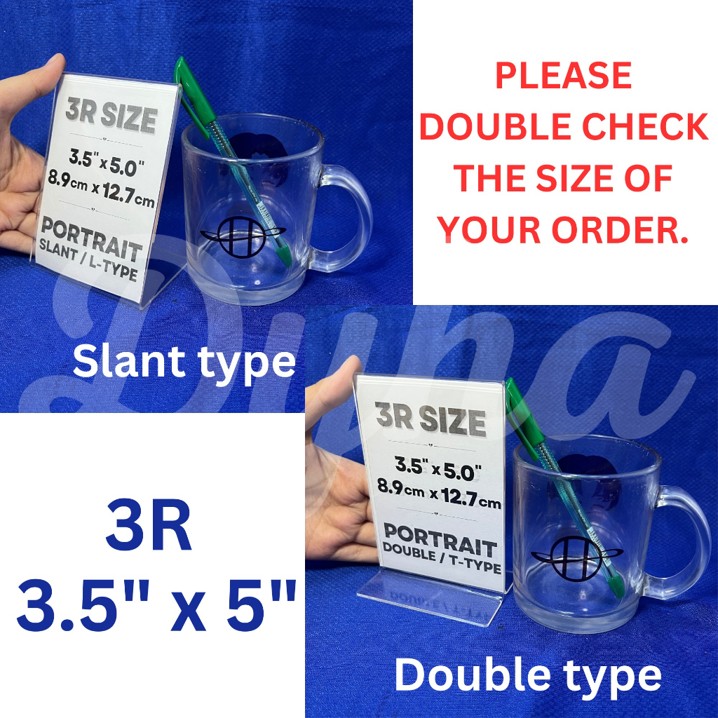 Clear Acrylic Stand [SET B - A6/4R, 3R, 3x4inches, 4x5inches] PORTRAIT ...