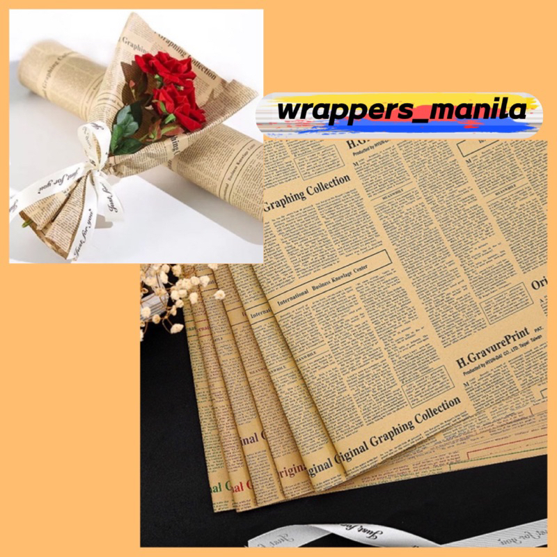 20pcs in 1 Pack English Newspaper Design Wrapper Bouquet Wrapping Paper ...