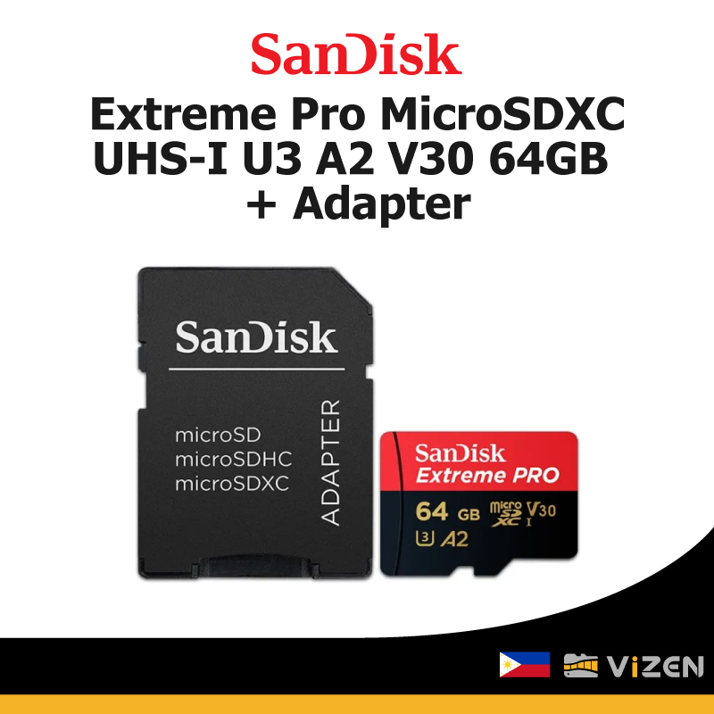 SanDisk Extreme Pro MicroSDXC UHS-I U3 A2 V30 64GB + Adapter | Shopee ...