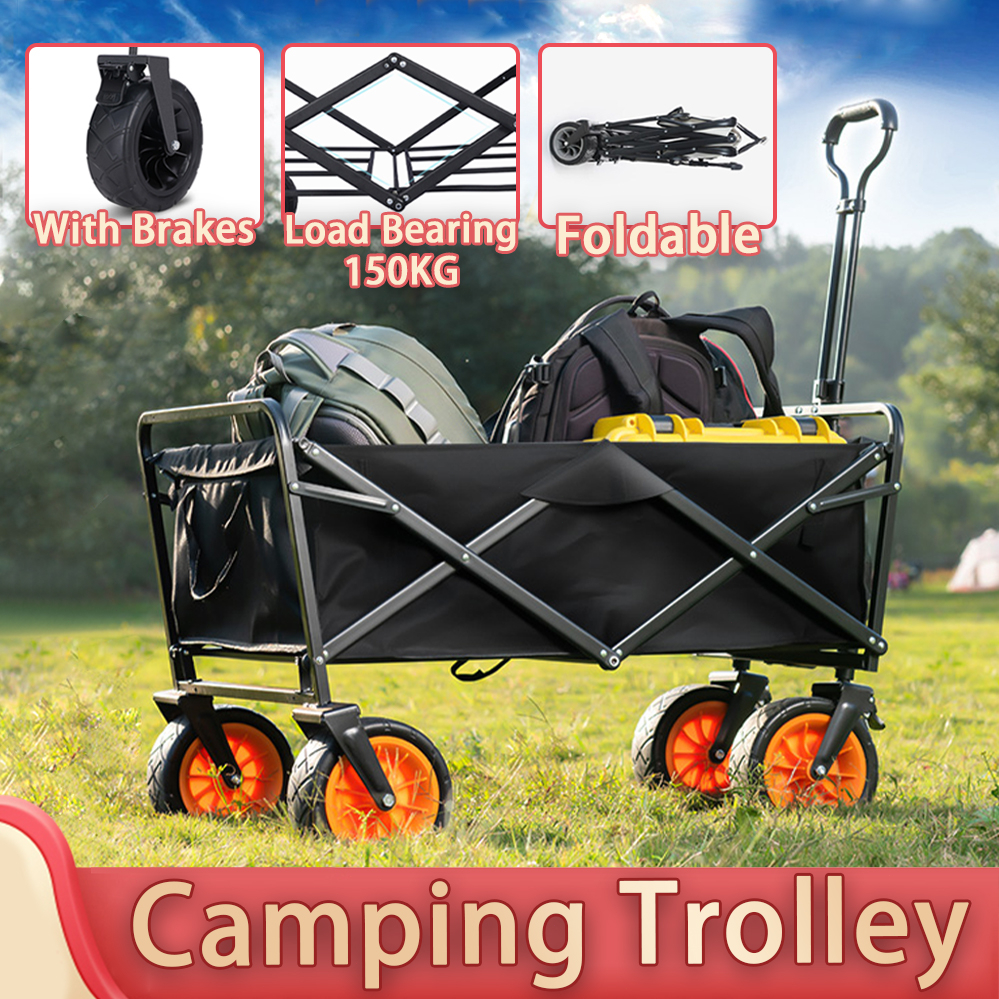 5 inch Foldable Outdoor Camping Trolley 150L Beach Picnic Wagon Truck ...