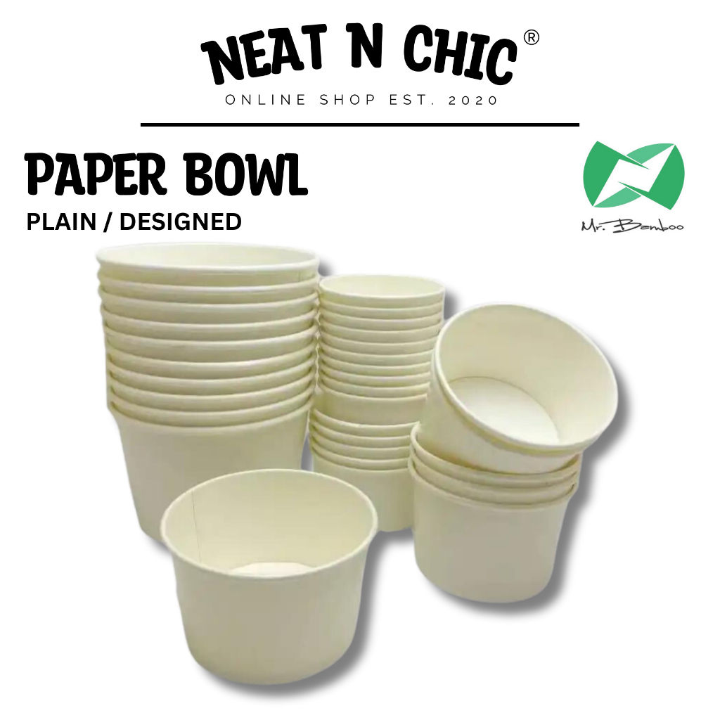 50pcs Paper Meal Bowl / PLAIN WHITE 220cc 260cc 320cc 390cc 520cc 750cc 850cc 1000cc | Shopee ...