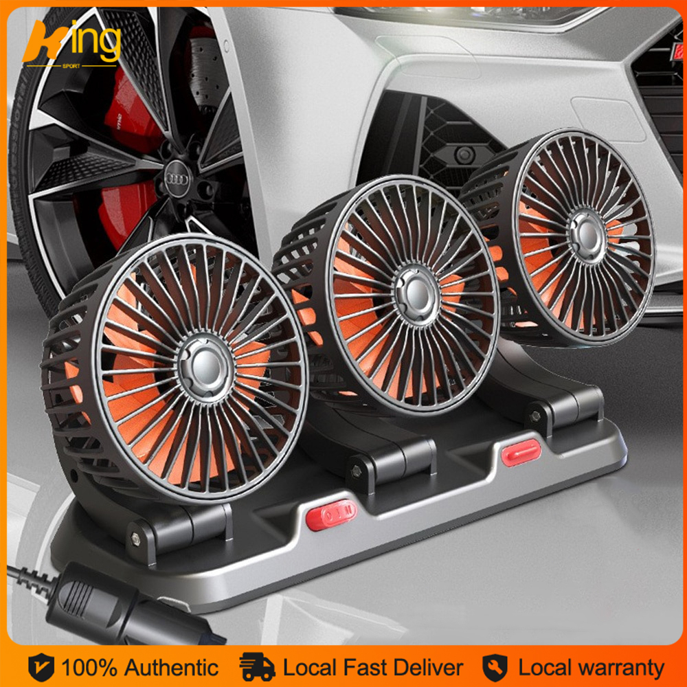 24v/12v Automotive Fan Car Fan 3 Head 360° Adjustable Air Cooling Fan ...