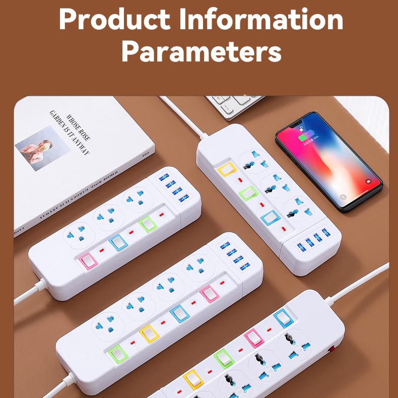 3/5/10M Power Strip with 8 Outlets and USB Ports Surge Protector with ...