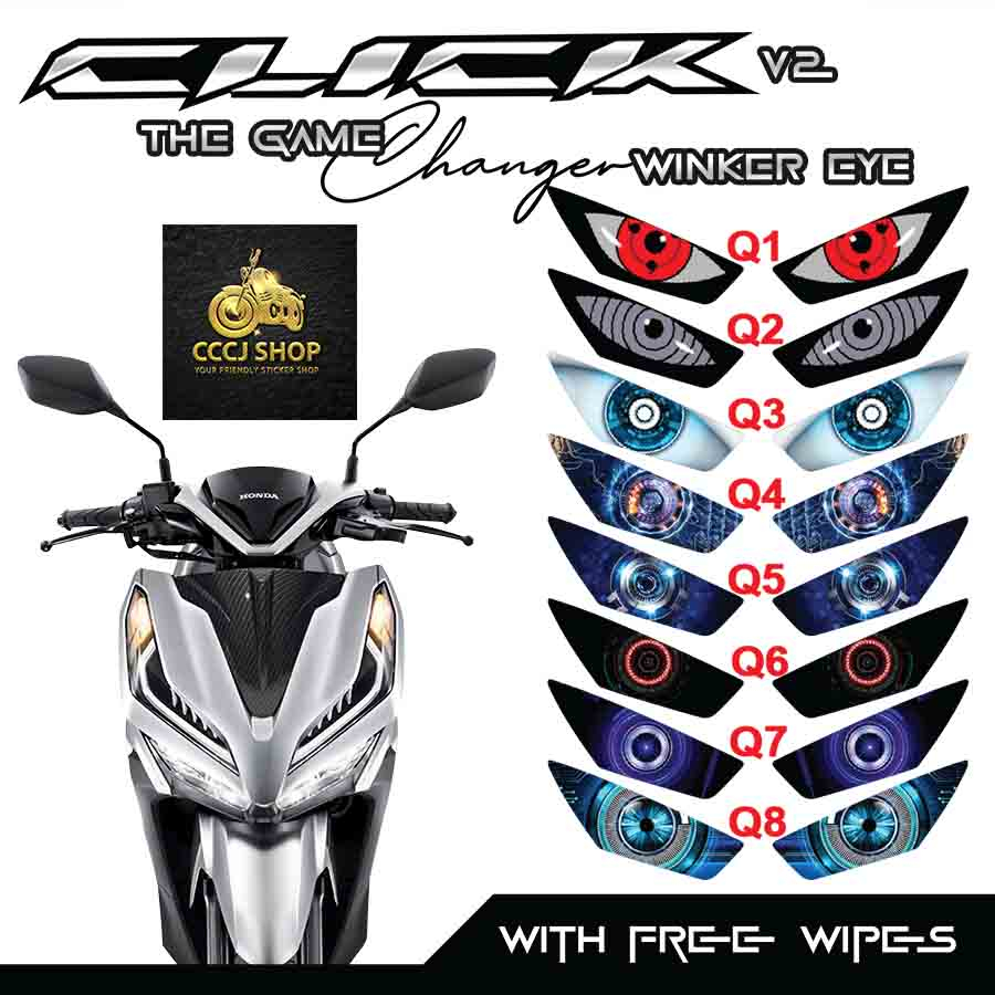 HONDA CLICK V2/V3/V4 WINKER EYE STICKER/ TRANSPARENT/ TRANSLUCENT VINYL ...