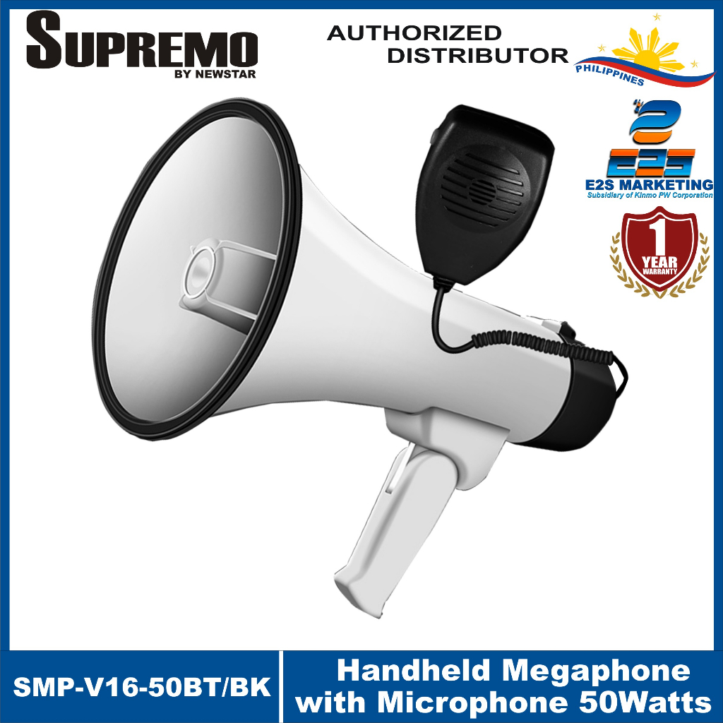 Supremo High Power Handheld Megaphone with Microphone 50Watts SMP-V16 ...
