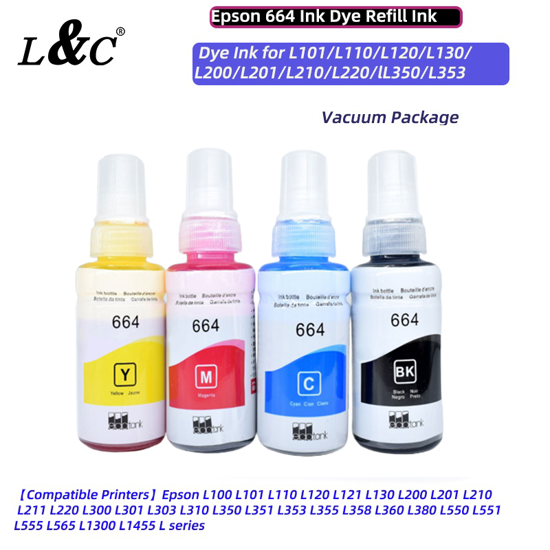 L&C Refill Ink 664 Ink Dye ink For Epson Printer L120 L130 L201 L210 ...
