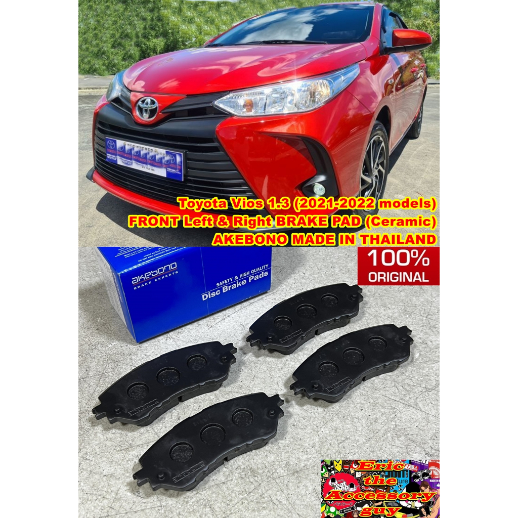 Toyota Vios 1.3 Ceramic Front Brake Pads for 2021-2022 models (Original ...