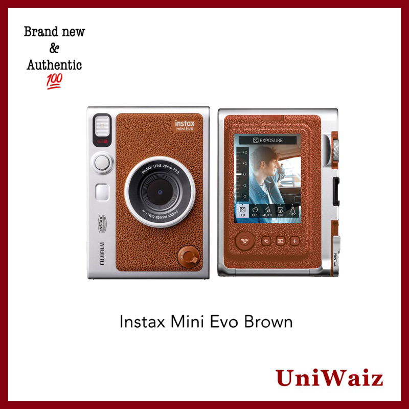 UW Fujifilm Instax Mini Evo Brown Hybrid Instant Camera Brandnew ...
