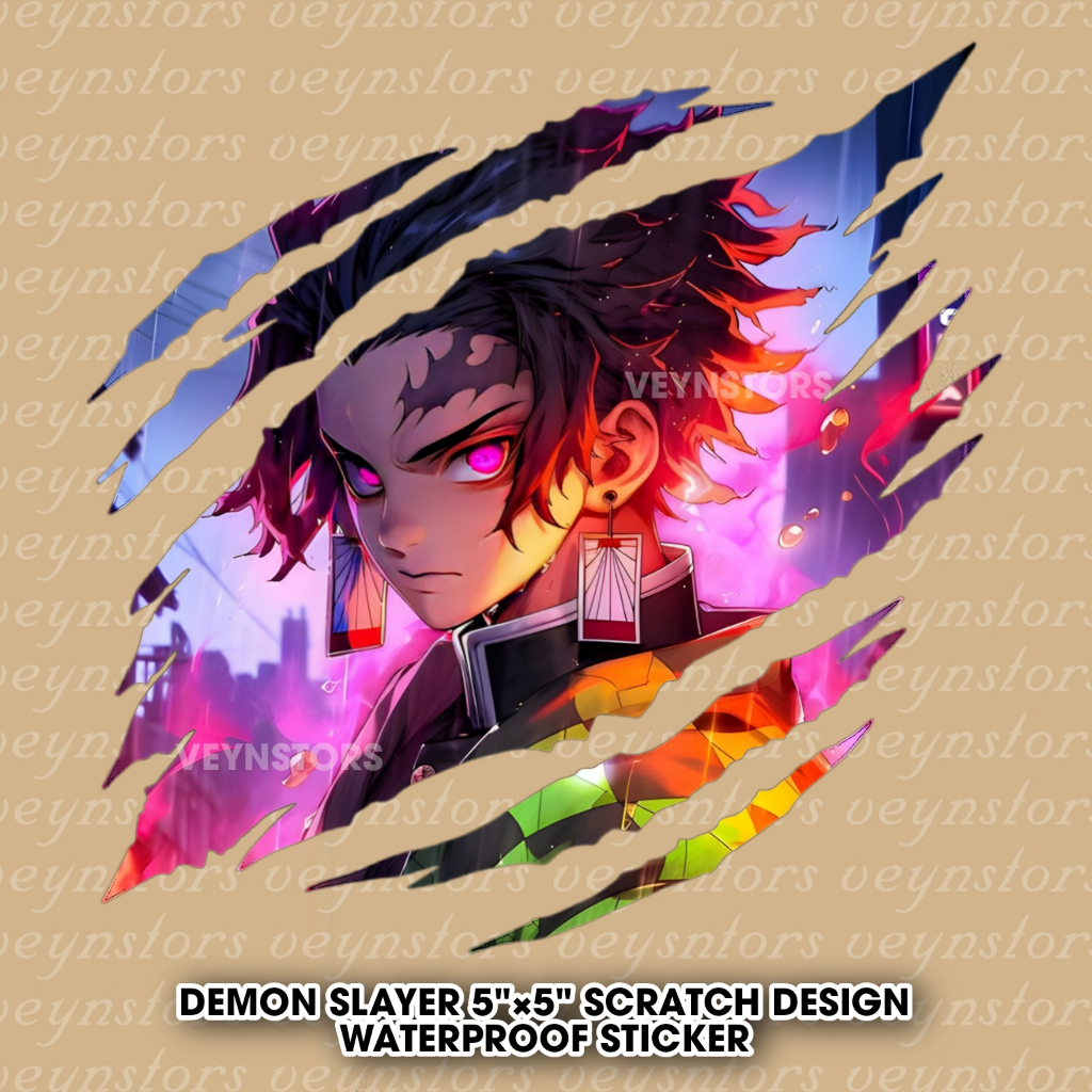 DEMON SLAYER TANJIRO KAMADO MODERN SCRATCH DESIGN WATERPROOF STICKER ...