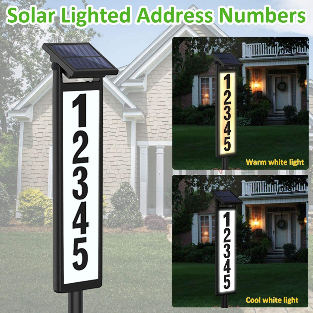 Lighted House Numbers for Outside, Waterproof Solar Address Signs for ...
