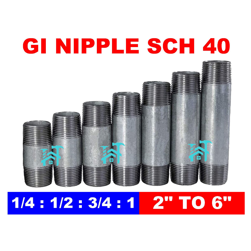 GI NIPPLE GALVANIZED NIPPLE 1/4 1/2 3/4 & 1" SCH.40 | Shopee Philippines