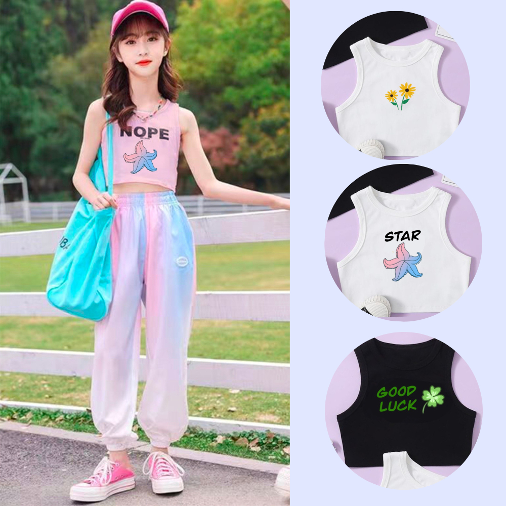 Summer Sleeveless Tops for Girls Fashion Cute Printed Design Crop Top ...