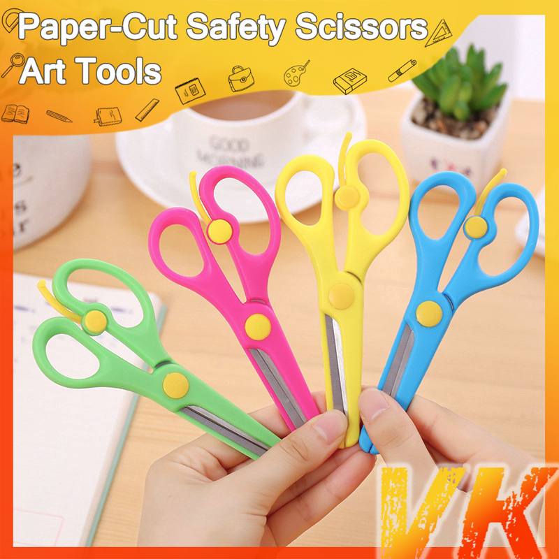 VK Kid DIY Paper-Cut Safety Scissor Handmade Round Head Scissors ...