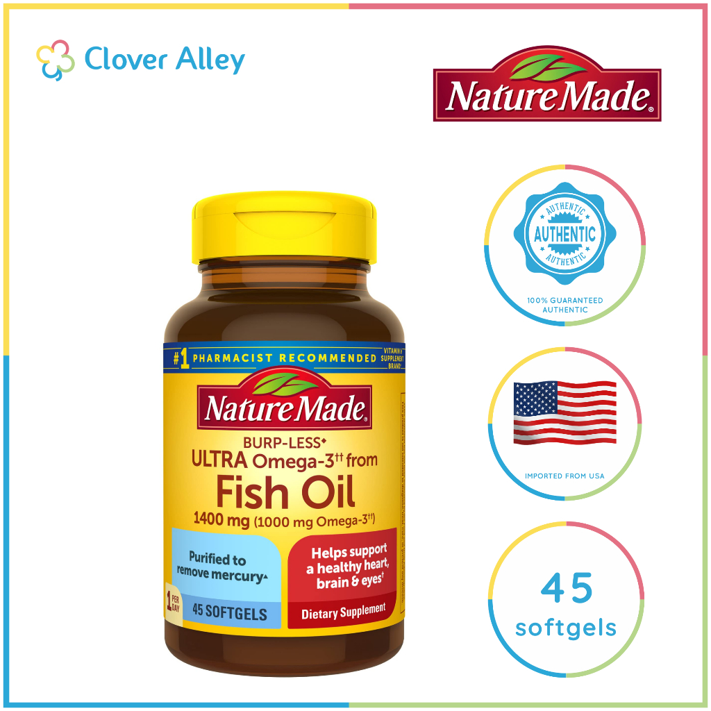 Nature Made Fish Oil Burp-Less Ultra Omega 3 1400mg, 45pcs (06/2024 exp ...