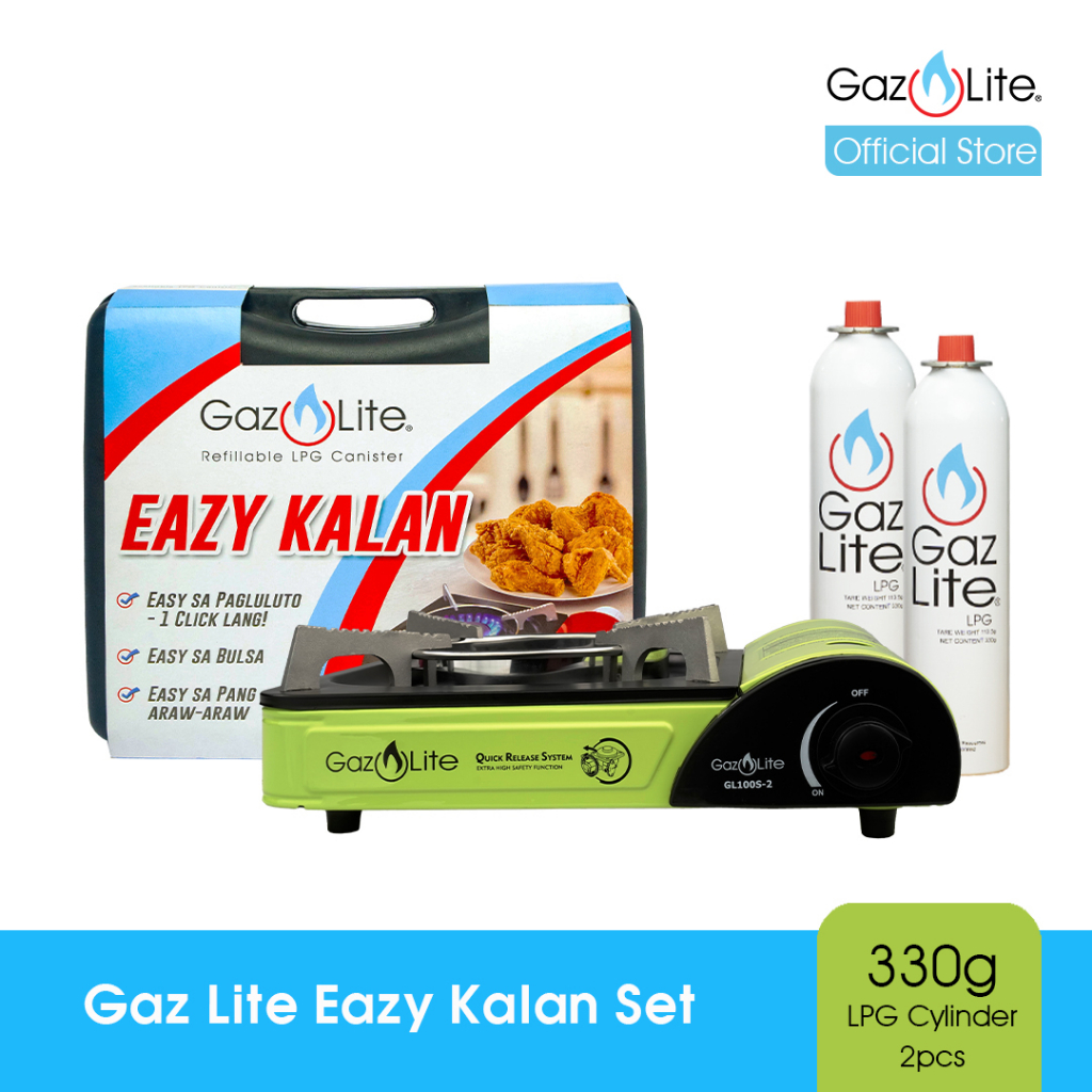 Gaz Lite Eazy Kalan Portable LPG Stove Green With 2 Gaz Lite 330g Cylinders | Shopee Philippines