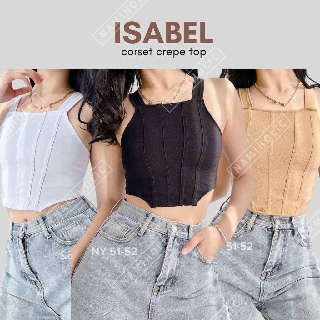 Namiholic Isabel Corset Crepe Top with Tag | Shopee Philippines