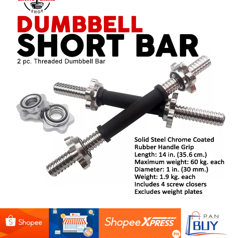 Dumbbell Short Bars Chrome With Rubber Handlese【1PCS】 | Shopee Philippines