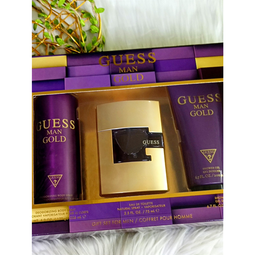 Guess Man Gold Set x3 (75ml+226ml Body Spray+200ml Shower Gel) | Shopee ...