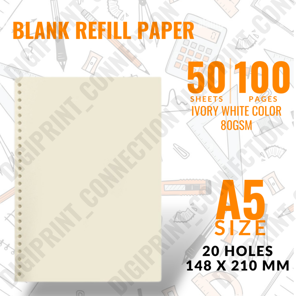 DIY Notebook 30 Holes Binder Ring Inner Refill Paper A5 / B5 / A4 loose ...