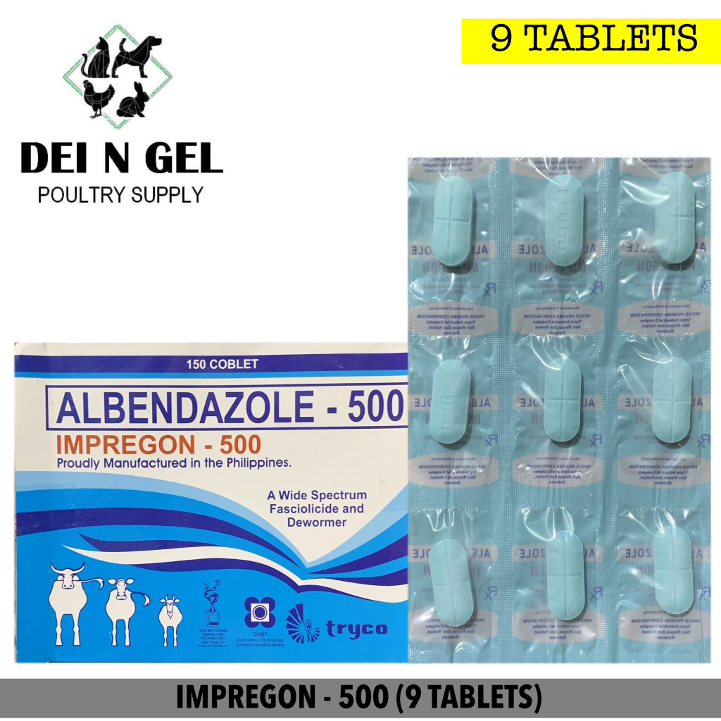 IMPREGON 500 ALBENDAZOLE DEWORMER FOR CARABAO, CATTLE, GOAT (9 TABLETS ...