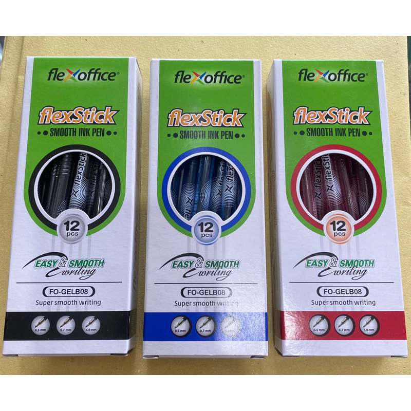 1 box FlexStick ballpen 0.5mm / 0.7mm Black / Blue / Red / Green ...