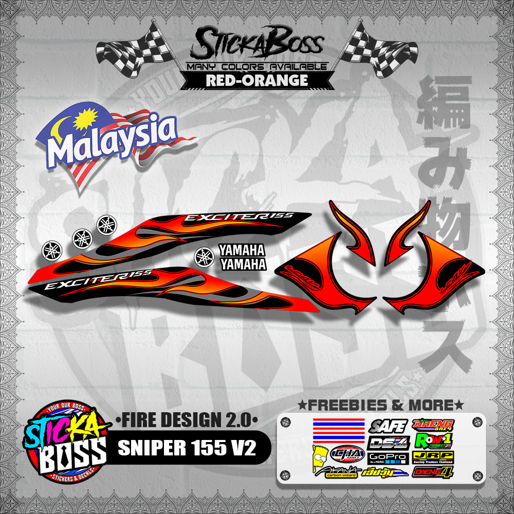 SNIPER 155 V2 MALAYSIAN DECALS ( FIRE DESIGN 2.0 )【WITH FREEBIES ...