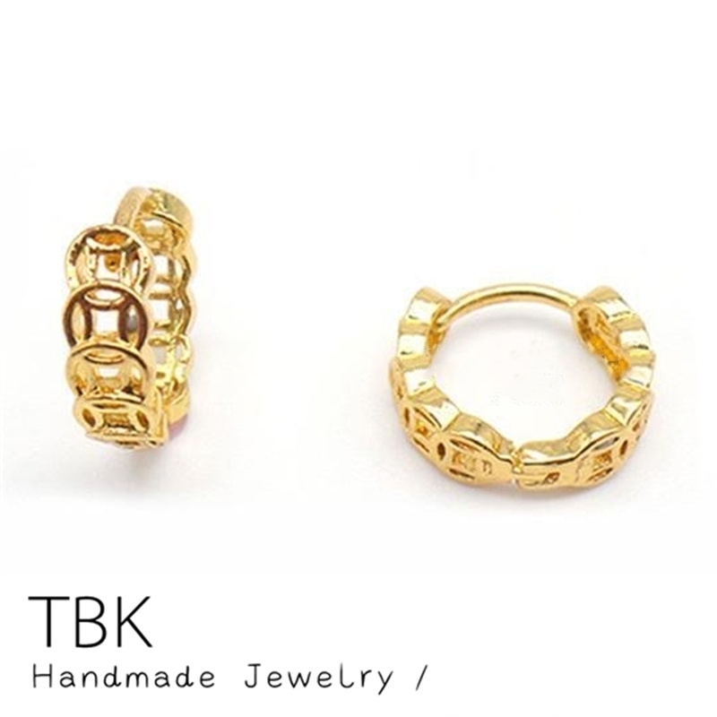 TBK LUCKY Charm Earrings Money Catcher Coin Stainless Charm Earrings ...