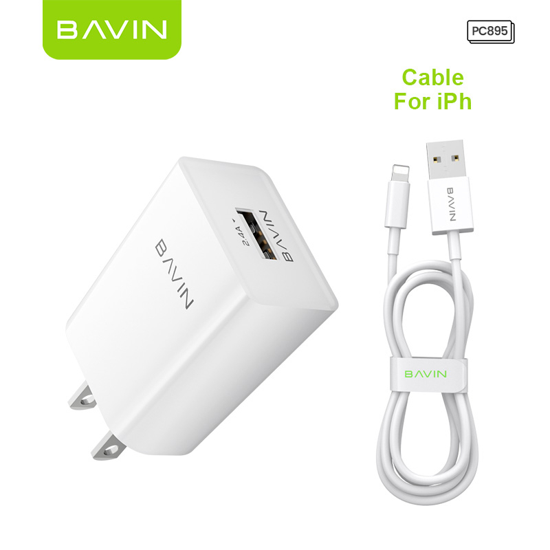 BAVIN PC910 / PC895 2.4A Quick Charging USB Port Wall Charger w/ 1 Meter Cable For Micro Type-C ...