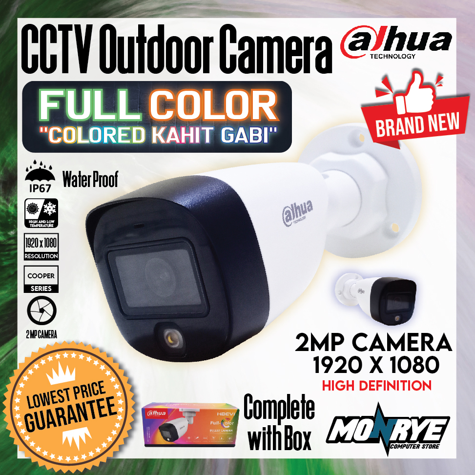 DAHUA - BRAND NEW FULL COLOR OUTDOOR CCTV CAMERA - 2MP - 1920 x 1080 ...
